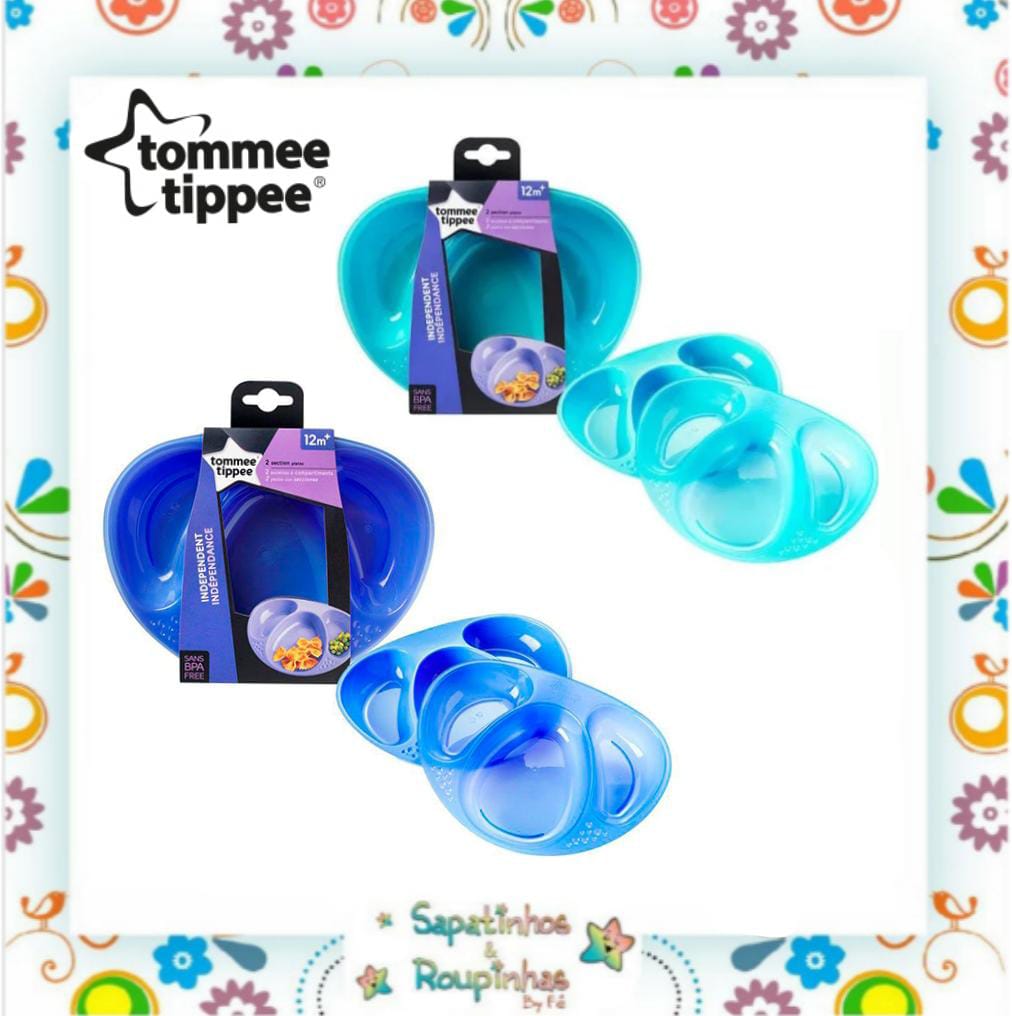 Tommee Tippee - Kit 2 pratos com divisória sections - Sapatinhos ...