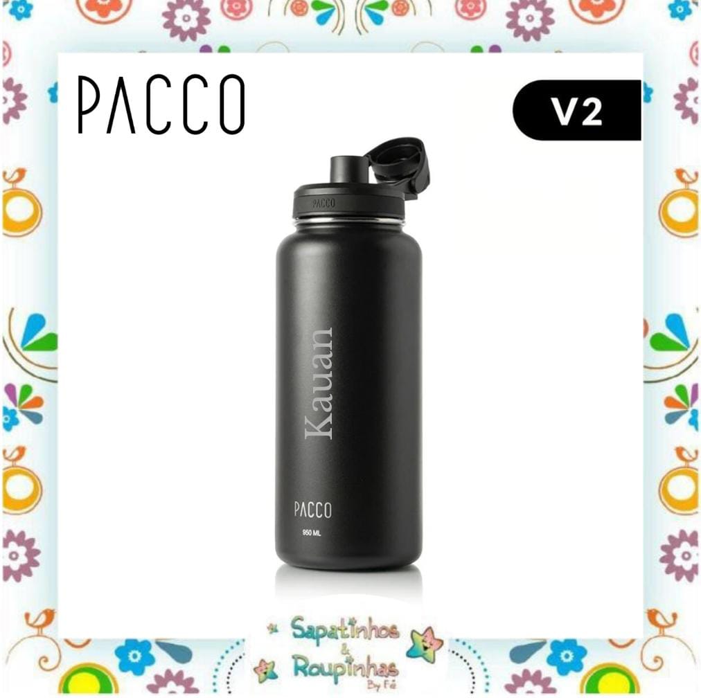 Pacco - Kit Preto Garrafa Térmica 950ml e Pote Térmico 500ml com ...
