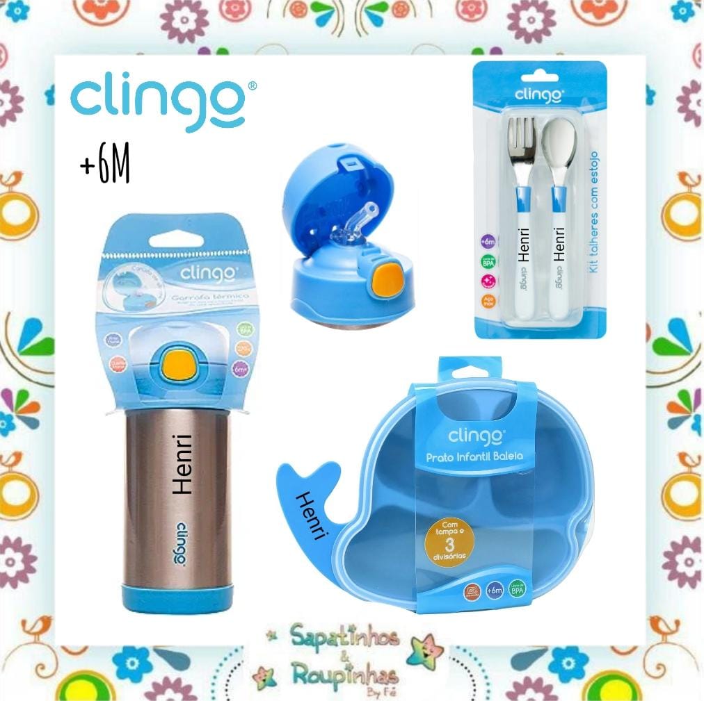 Clingo - Kit Alimentação Azul com gravação a laser - Sapatinhos ...